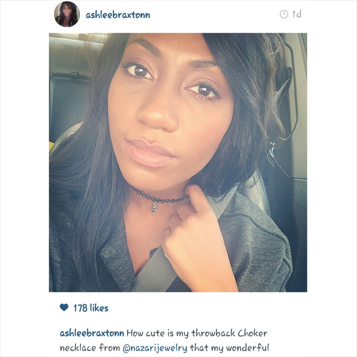 Ashlee Braxton wearing our Rose Pendant 90s Choker – Nazari Jewelry LLC